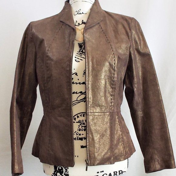 Coldwater Creek | Jackets & Coats | Coldwater Creek 0 Leather Metallic ...